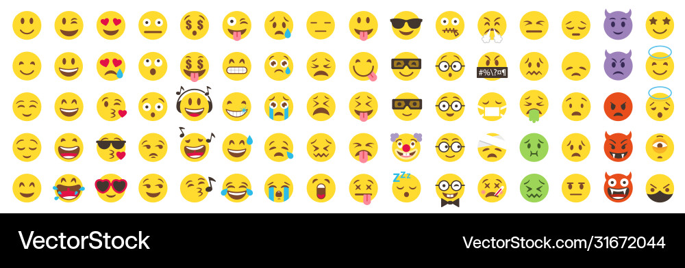 Emoji Faces & Hands Collection Royalty Free Vector Image