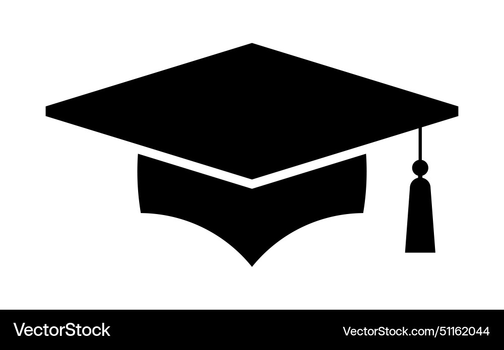 Graduation hat logo graduate cap flat sign Vector Image