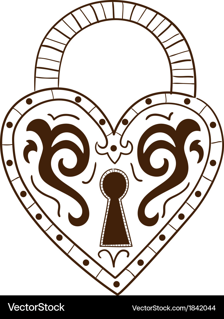 Heart lock isolated on white Royalty Free Vector Image