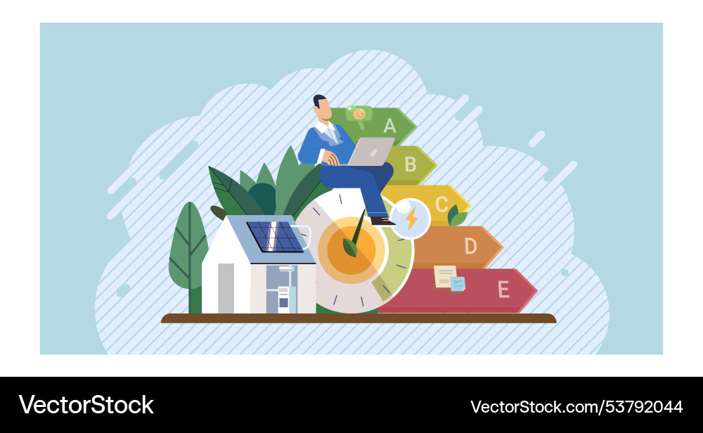 Sustainable energy efficiency with solar power Vector Image