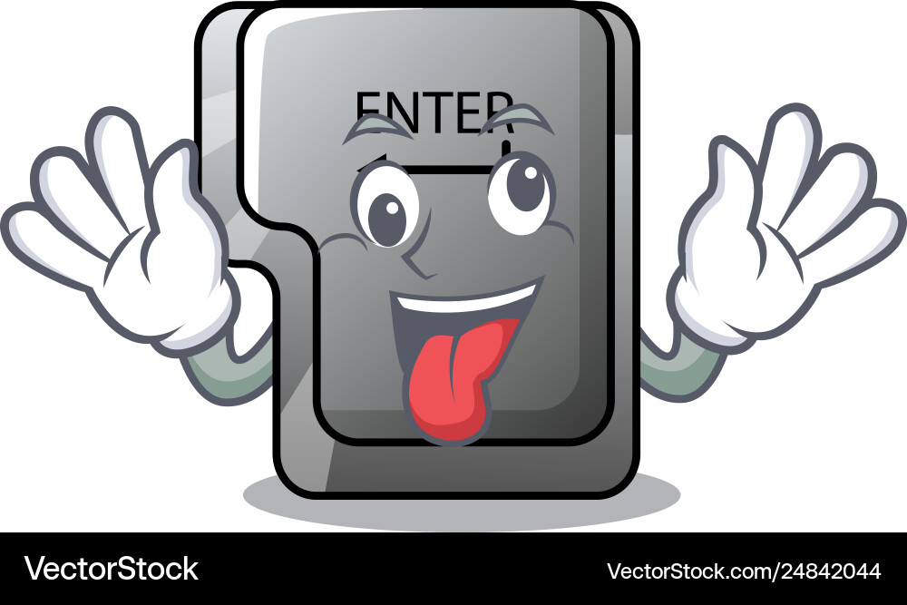 Verrückte Eingabetaste auf Computer Cartoon installiert