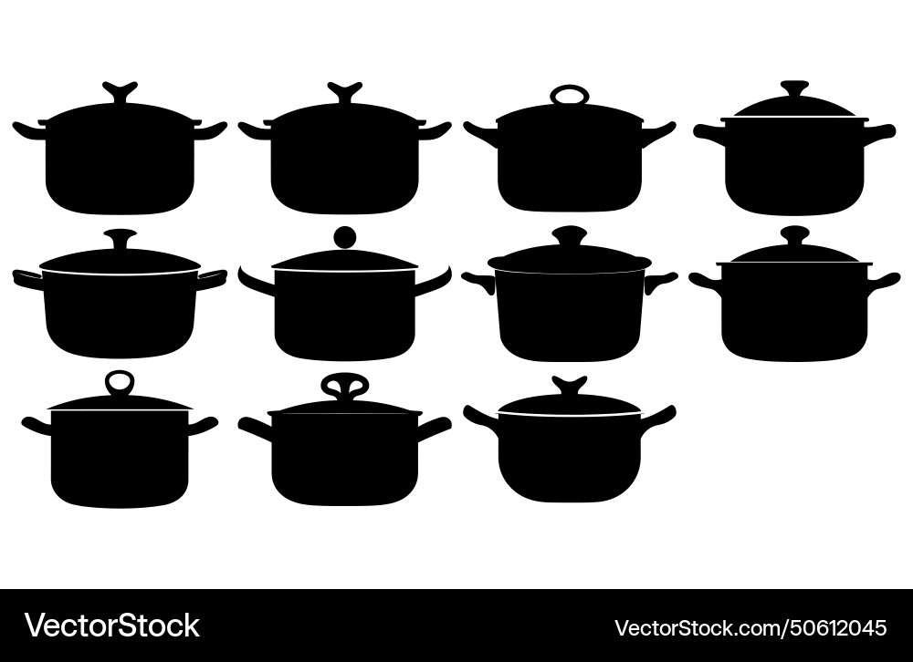 Cooking pot silhouette kitchen pots icon Vector Image