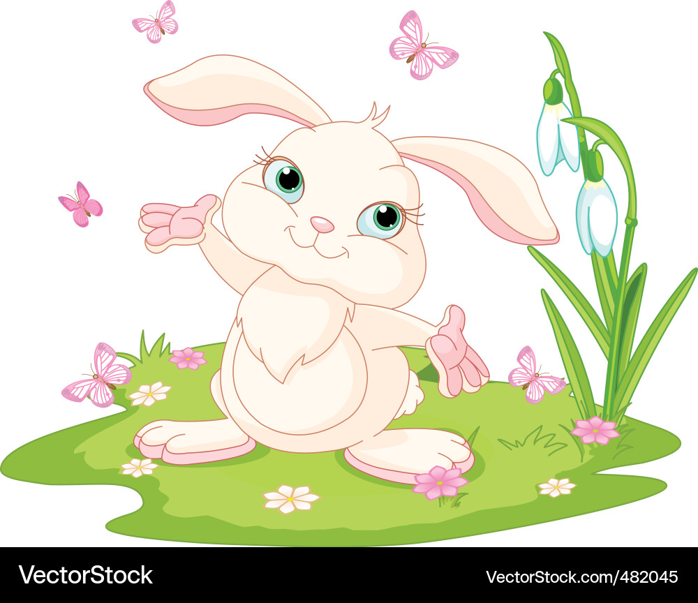 Easter bunny and butterflies Royalty Free Vector Image