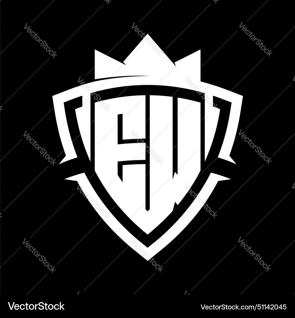 Ew letter monogram with triangle curve shield Vector Image