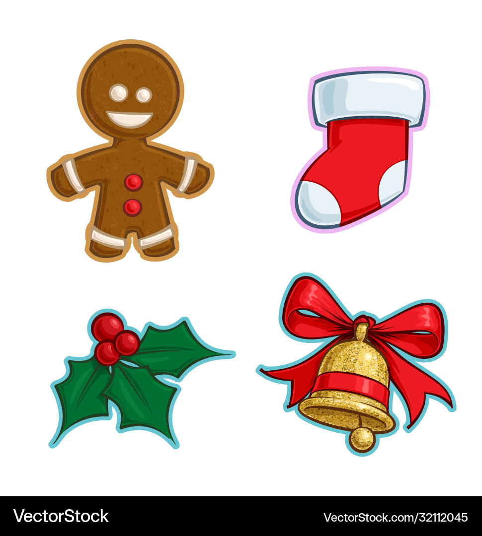 Gingerbread Christmas Icons Royalty Free Vector Image