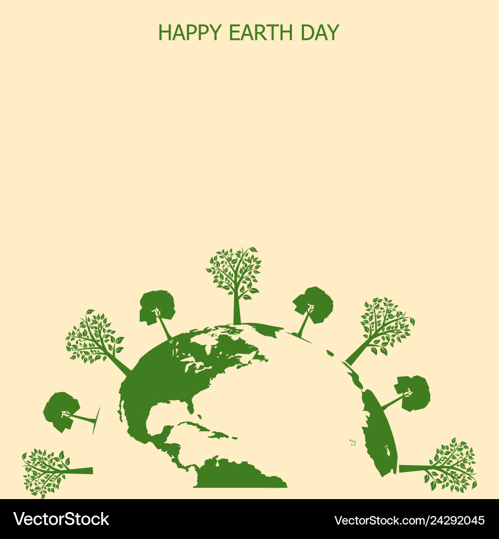 Happy earth day card with and tree Royalty Free Vector Image
