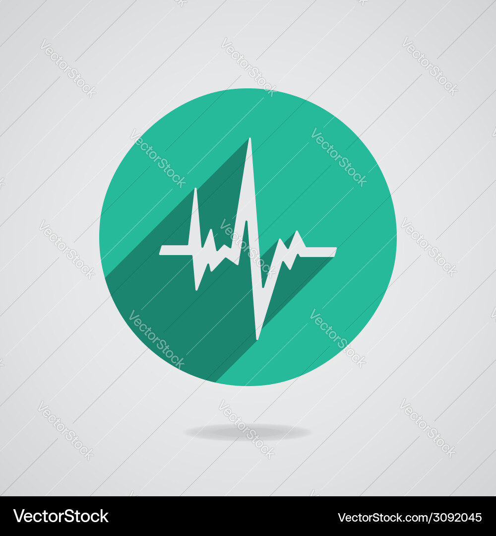 Heart Rate Pulse Icon - Flat Style Royalty Free Vector Image