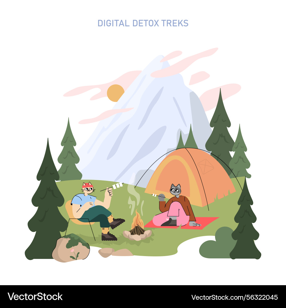 Mountain Camping Adventure Royalty Free Vector Image