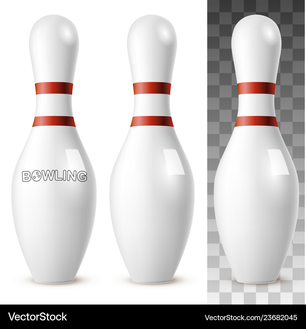Realistic bowling white pins Royalty Free Vector Image