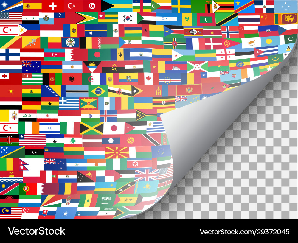 Set wave flags all countries Royalty Free Vector Image