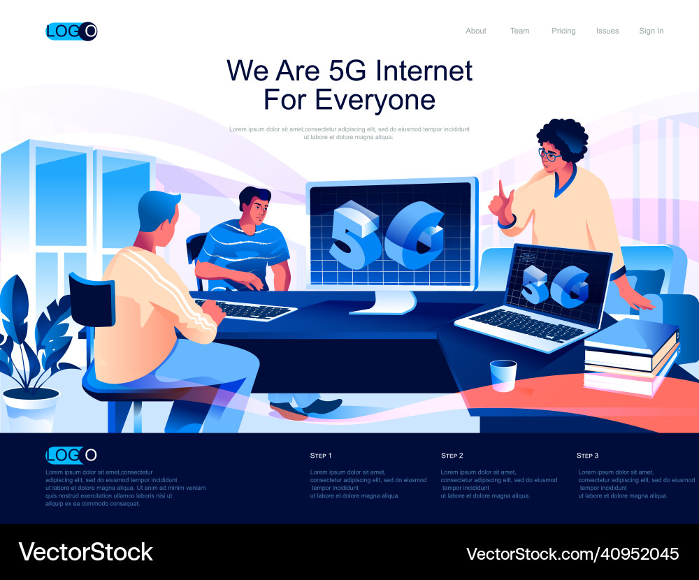 We are 5g internet for everyone isometric landing Vector Image