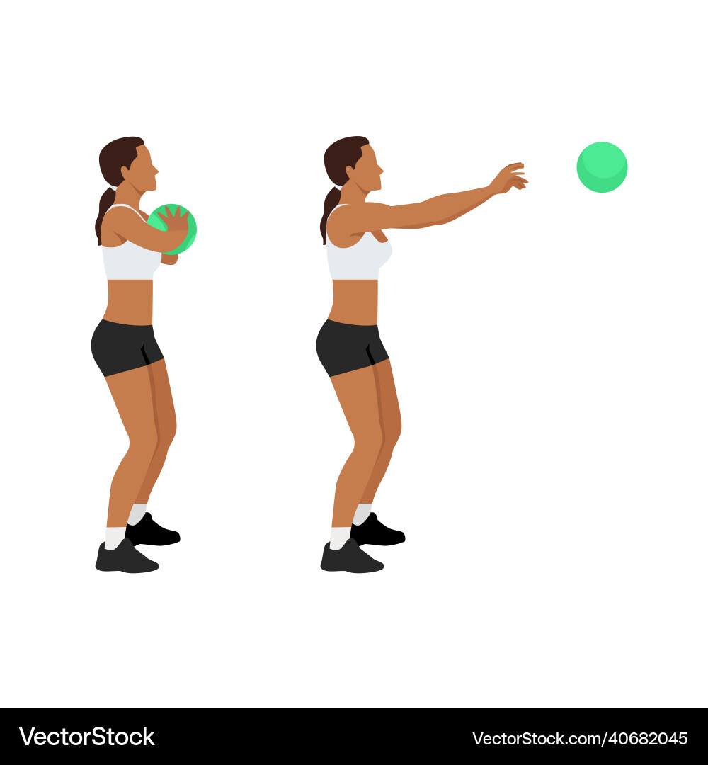Woman doing medicine ball chest pass exercise Vector Image