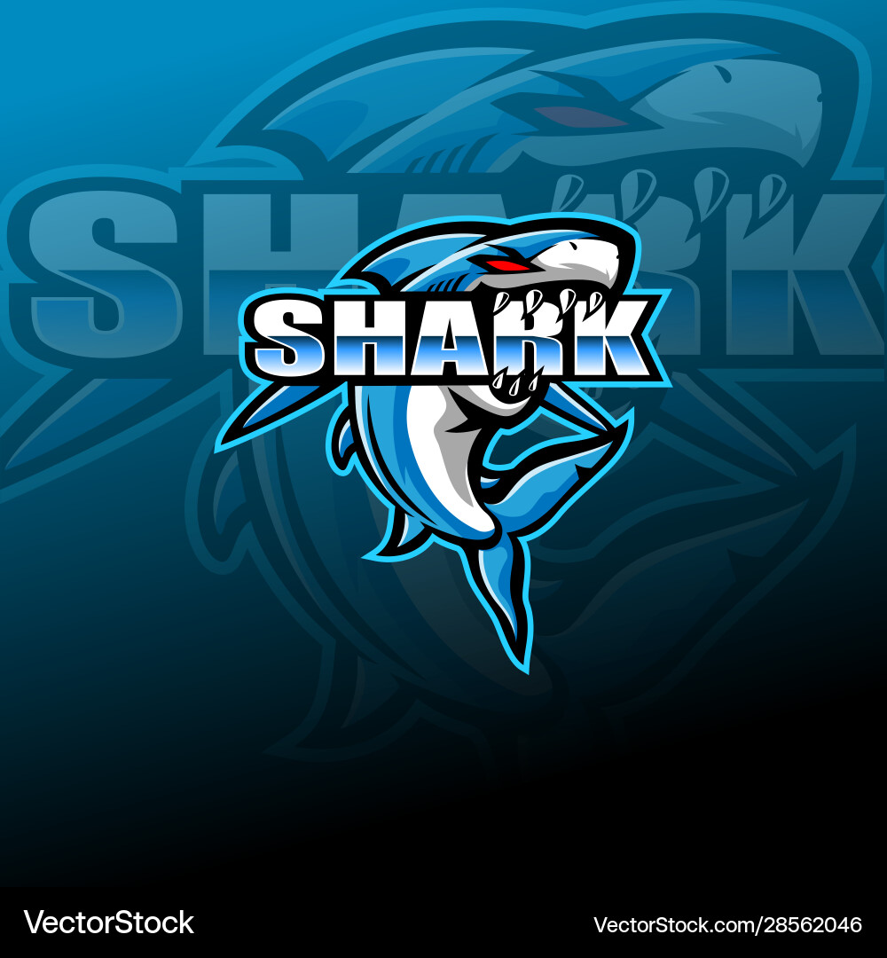 Aggressive Shark Esports Logo Royalty Free Vector Image