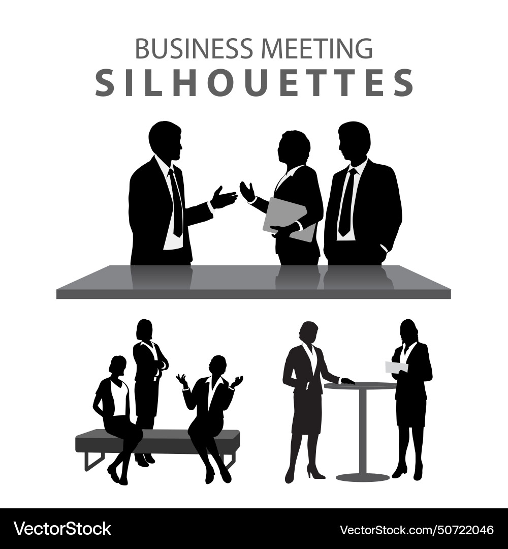 Business meeting silhouettes 7 Royalty Free Vector Image