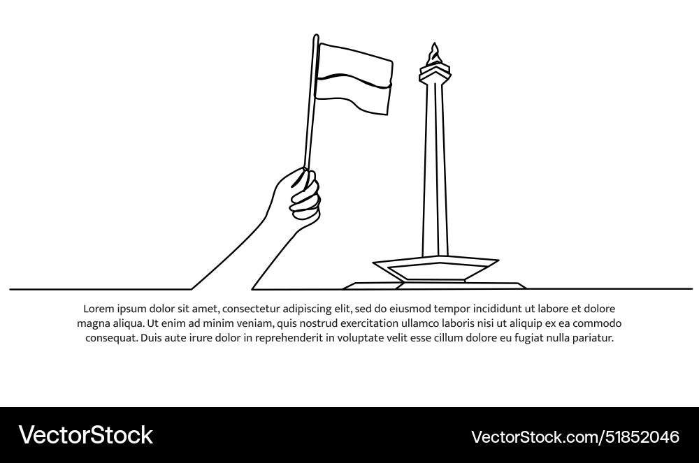 Continuous one line design of indonesian Vector Image