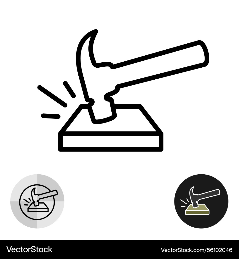 Durable Material Icon - Hammer Impact Royalty Free Vector