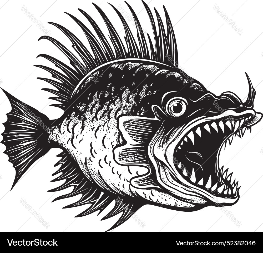 Fiendish finned foe evil angler fish in form Vector Image
