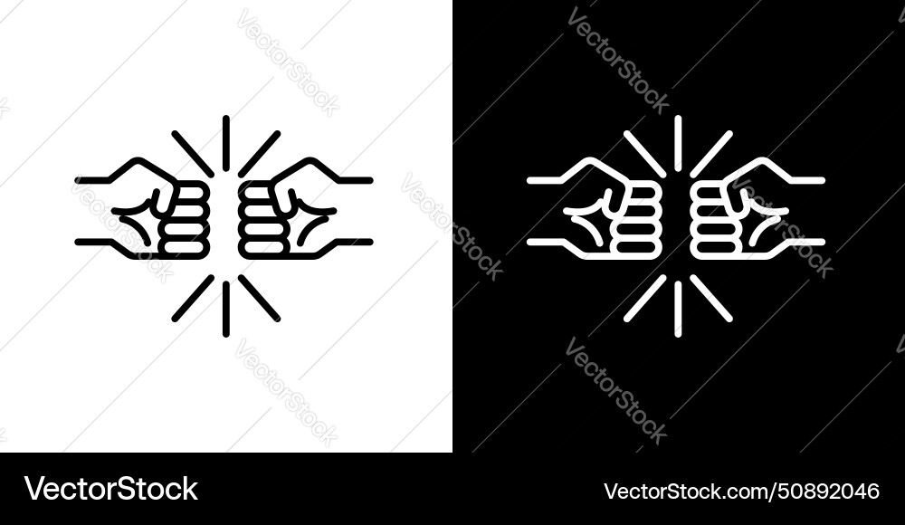 Fist bump icon set strong team strength hand Vector Image