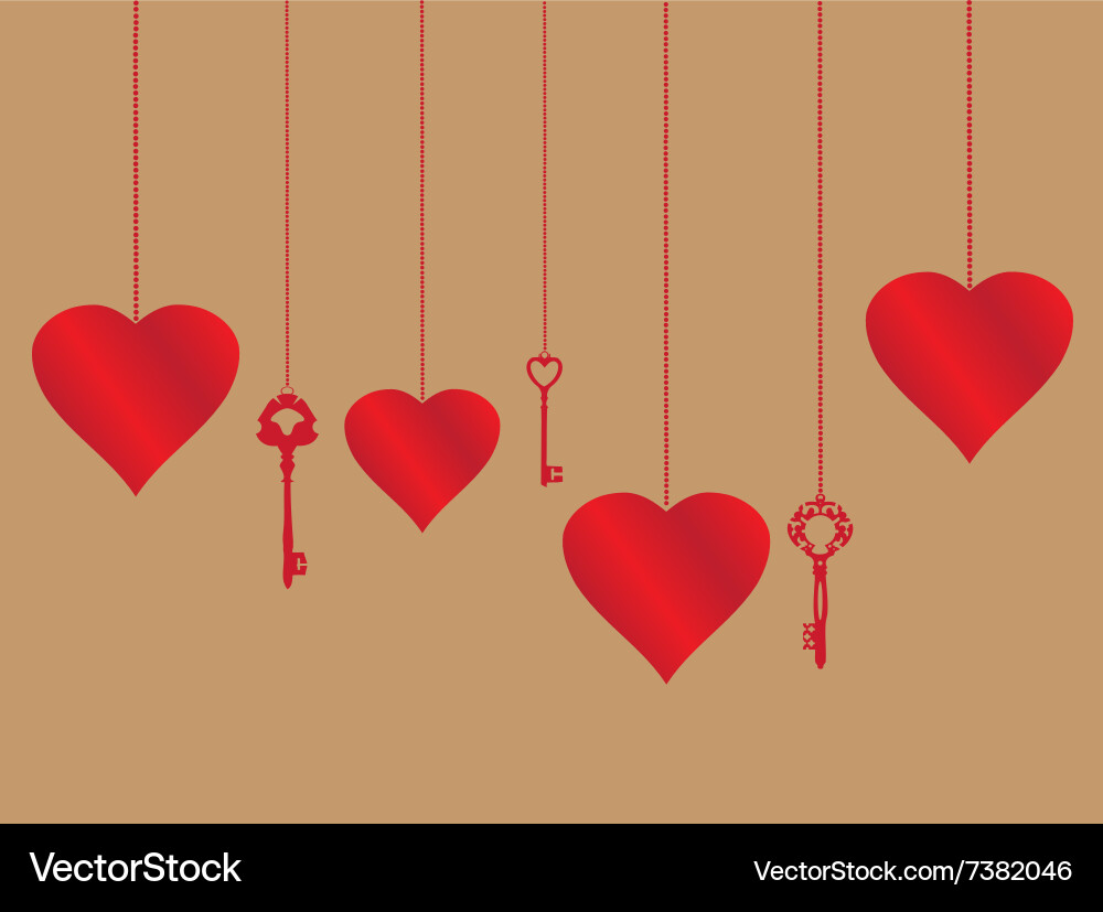 Hearts and keys Royalty Free Vector Image - VectorStock