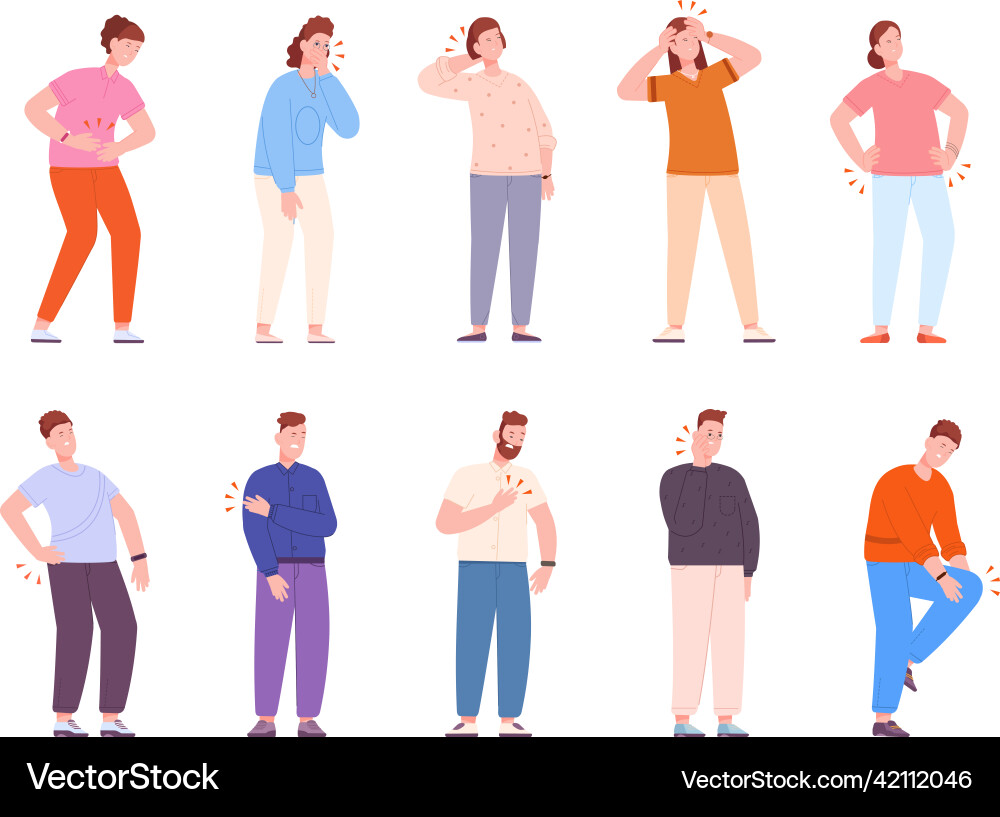 People Experiencing Physical Pain & Illness Vector Image