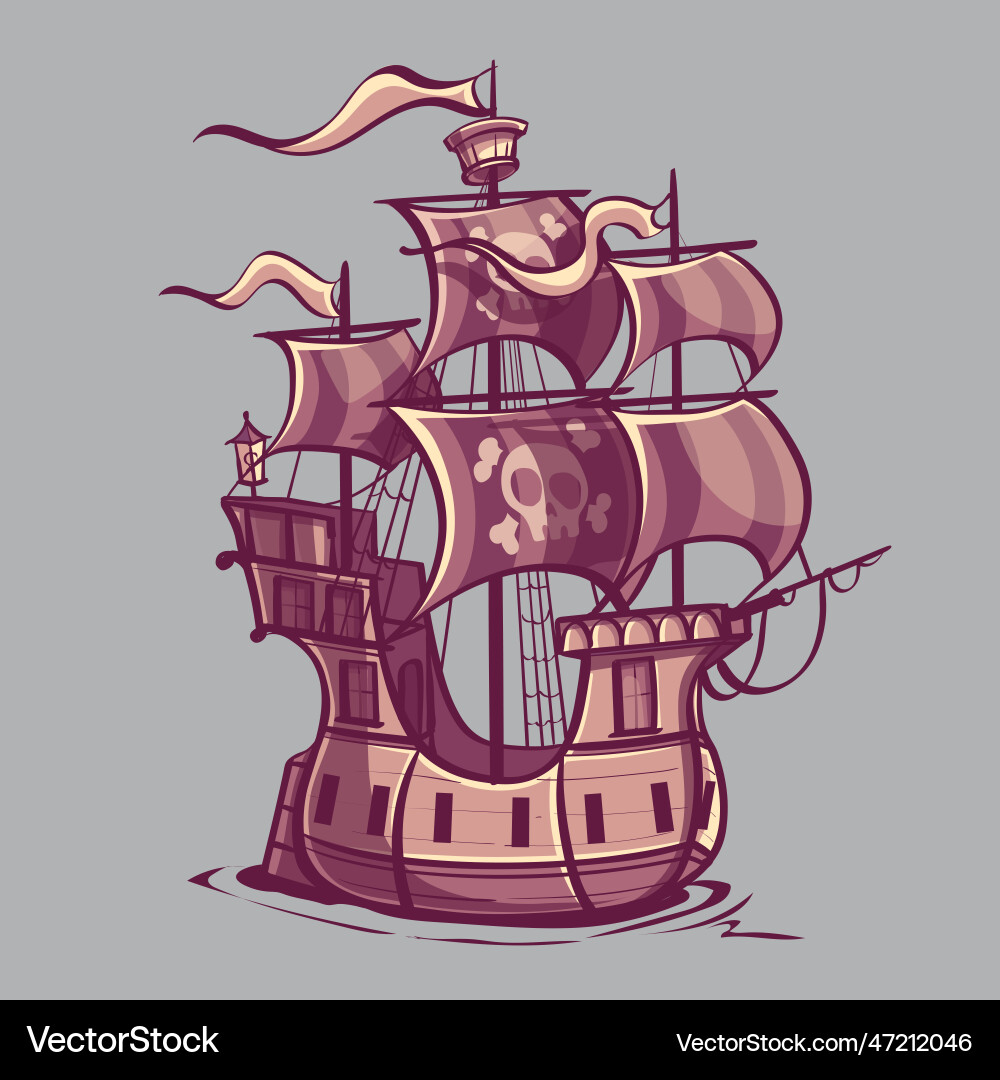 Pirate ship hand drawn sketch Royalty Free Vector Image
