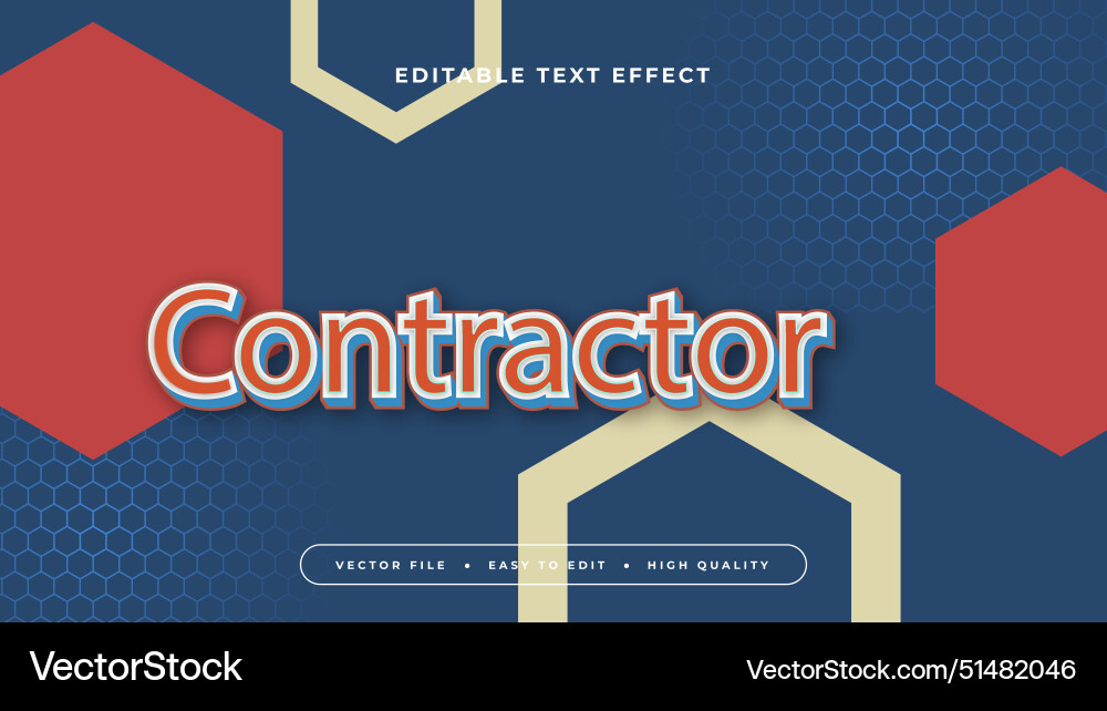 Red yellow and blue contractor 3d editable text Vector Image