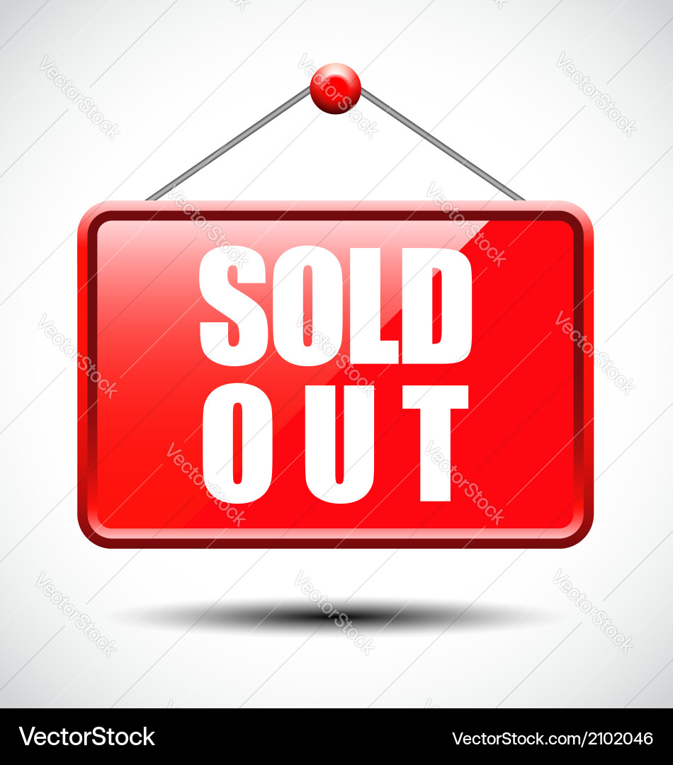 Sold out signs hanging with chain Royalty Free Vector Image