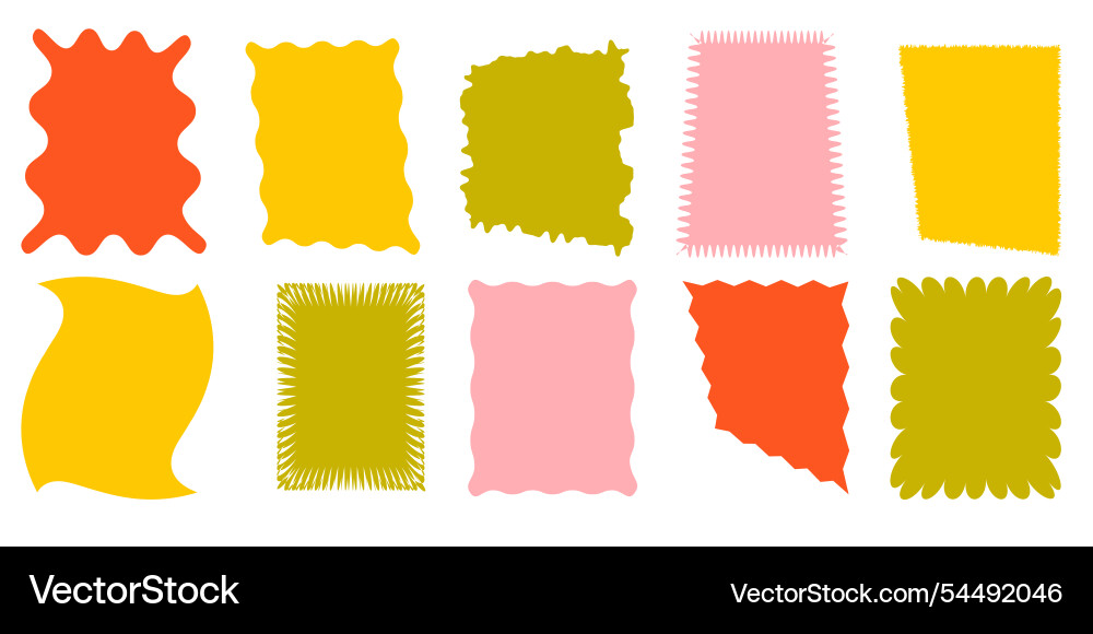 Squiggle stories frames set jaggered edges retro Vector Image