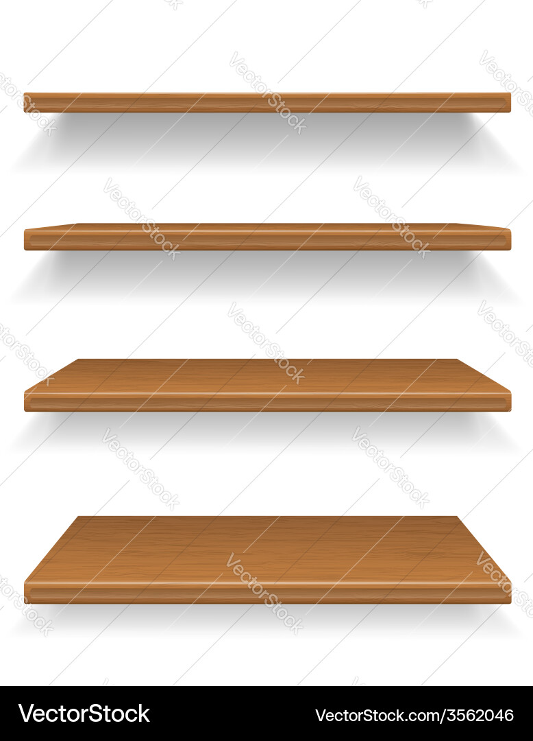 Wooden Shelves on White Background Royalty Free Vector Image