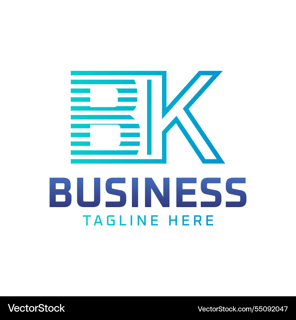 Bk logo design sleek modern letter Royalty Free Vector Image