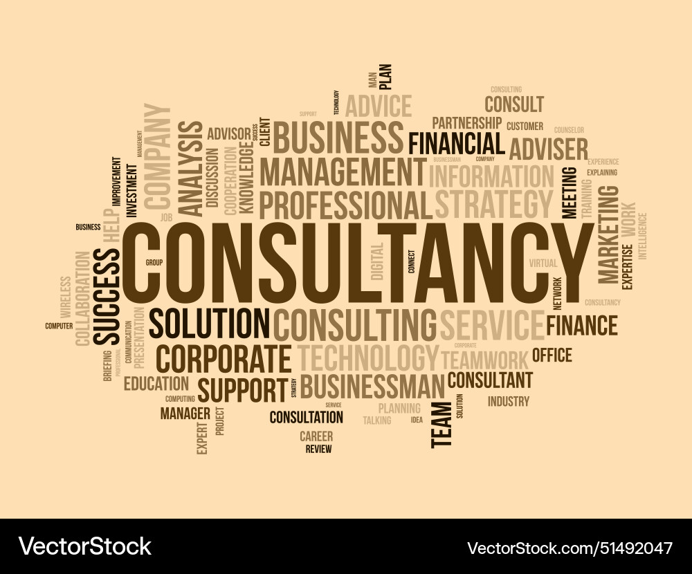 Consultancy word cloud template adviser Royalty Free Vector