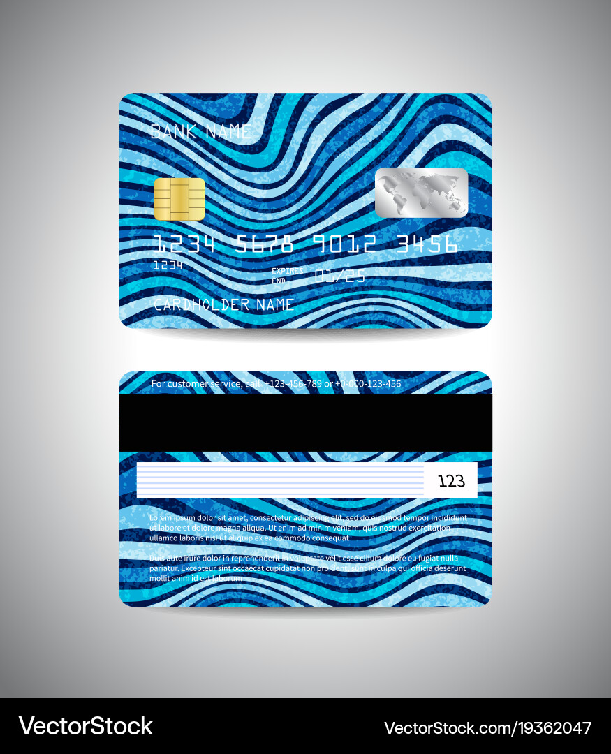 Credit cards with colorful blue abstract design Vector Image