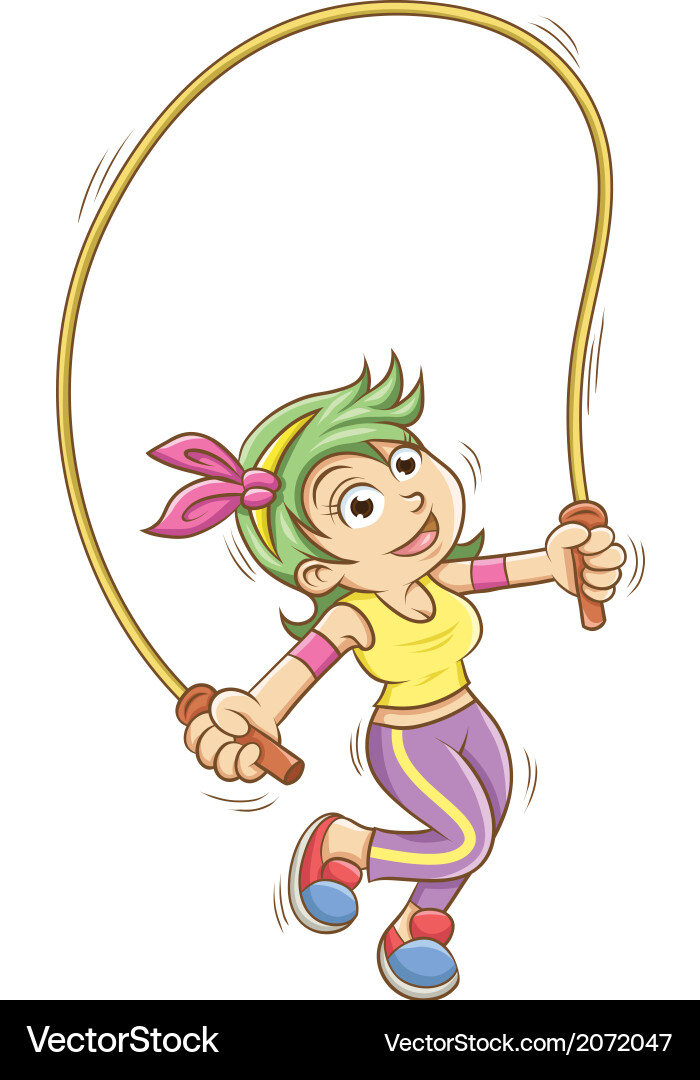 Girl playing with a skipping rope Royalty Free Vector Image