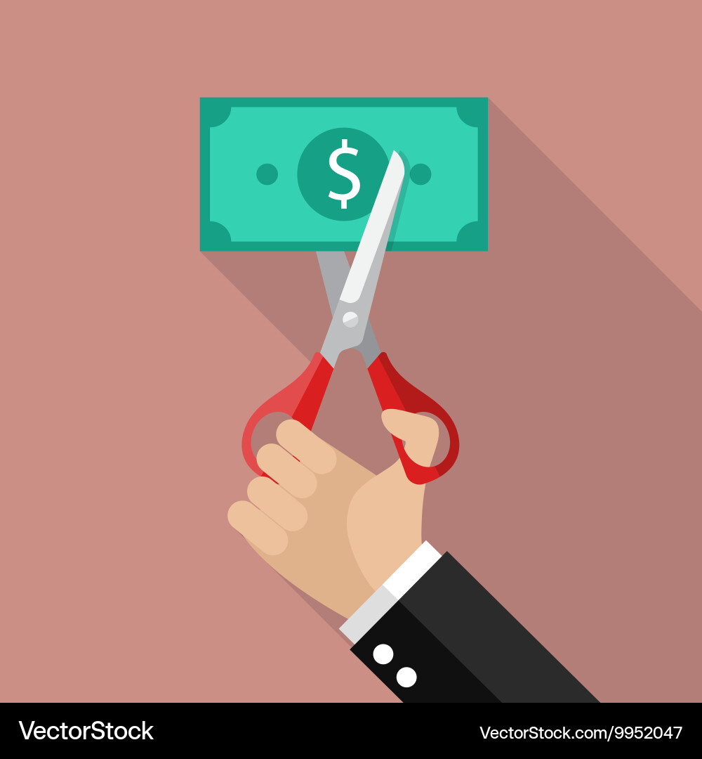 Hand cutting money bill Royalty Free Vector Image