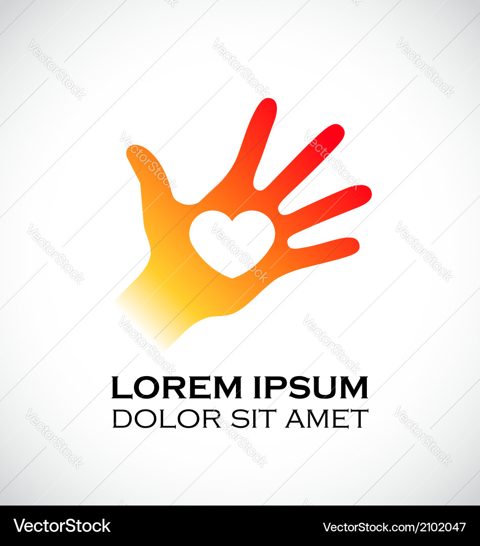 Hand with heart icon Royalty Free Vector Image