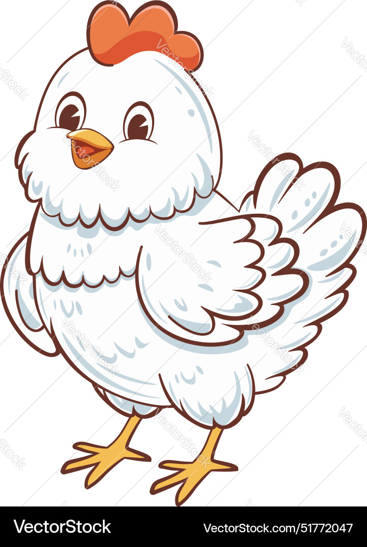 Happy cartoon white hen Royalty Free Vector Image