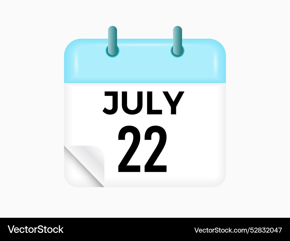 July 22 - calendar and time planner daily Vector Image