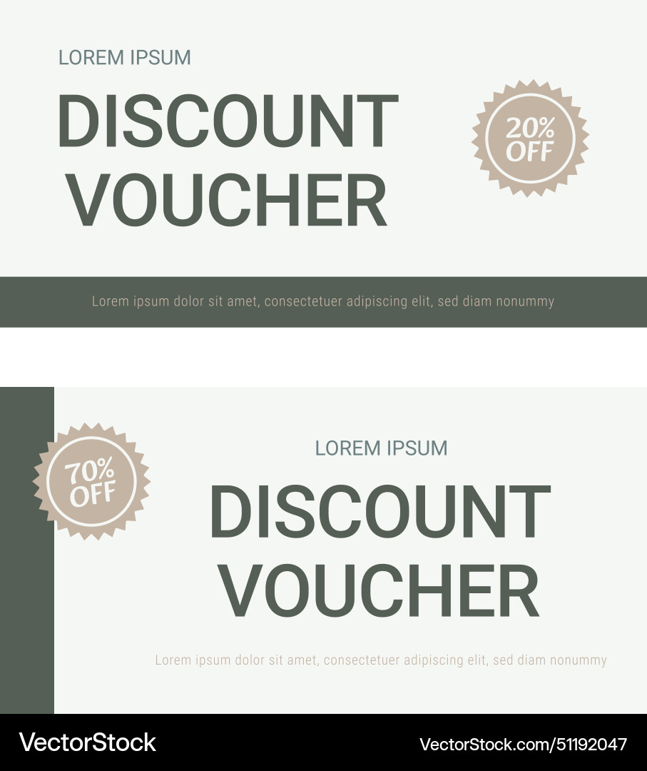 Minimalistic discount voucher templates set Vector Image