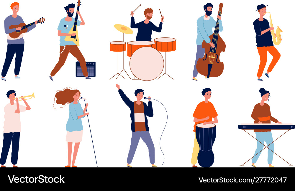 Musical Characters - Musicians Performing Vector Image
