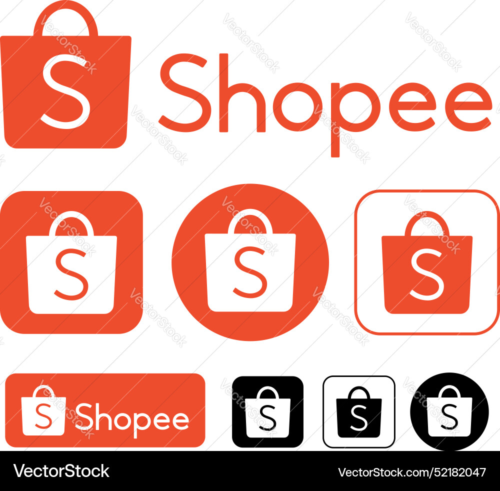 Shopee editorial icon and log Royalty Free Vector Image