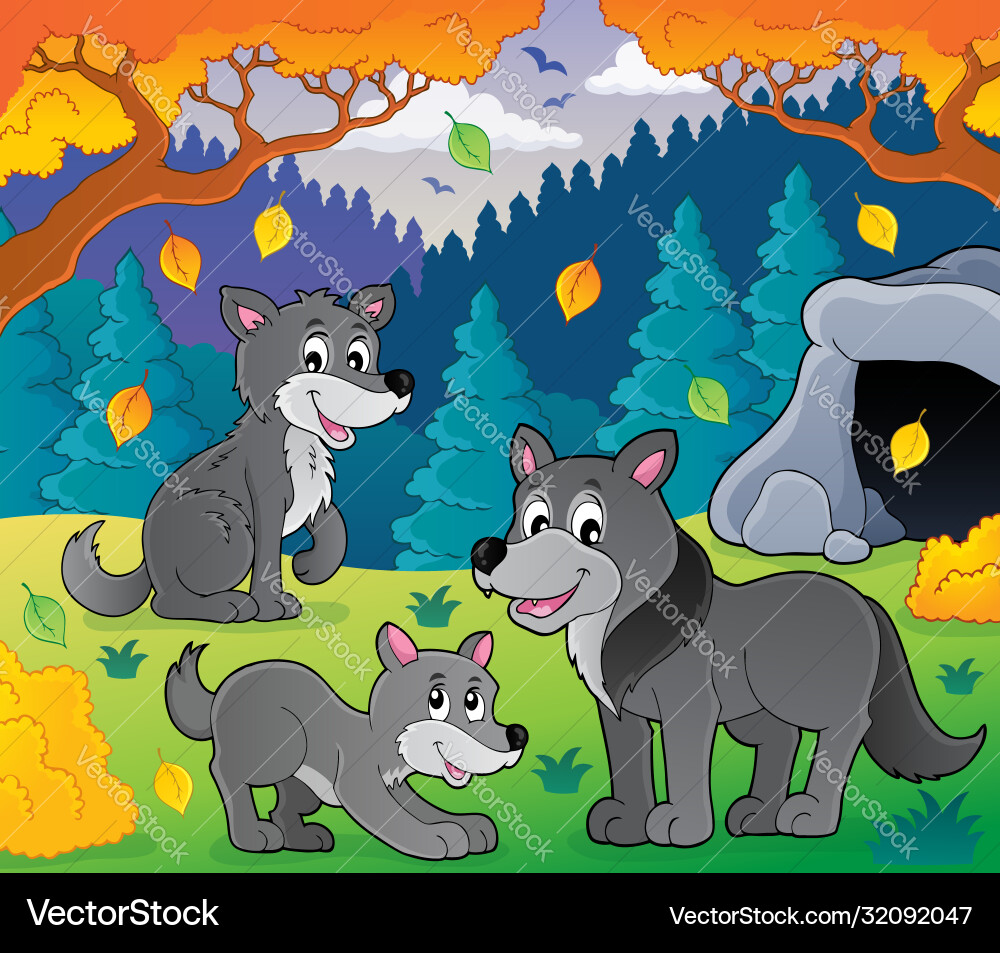 Wolves theme image 3 Royalty Free Vector Image