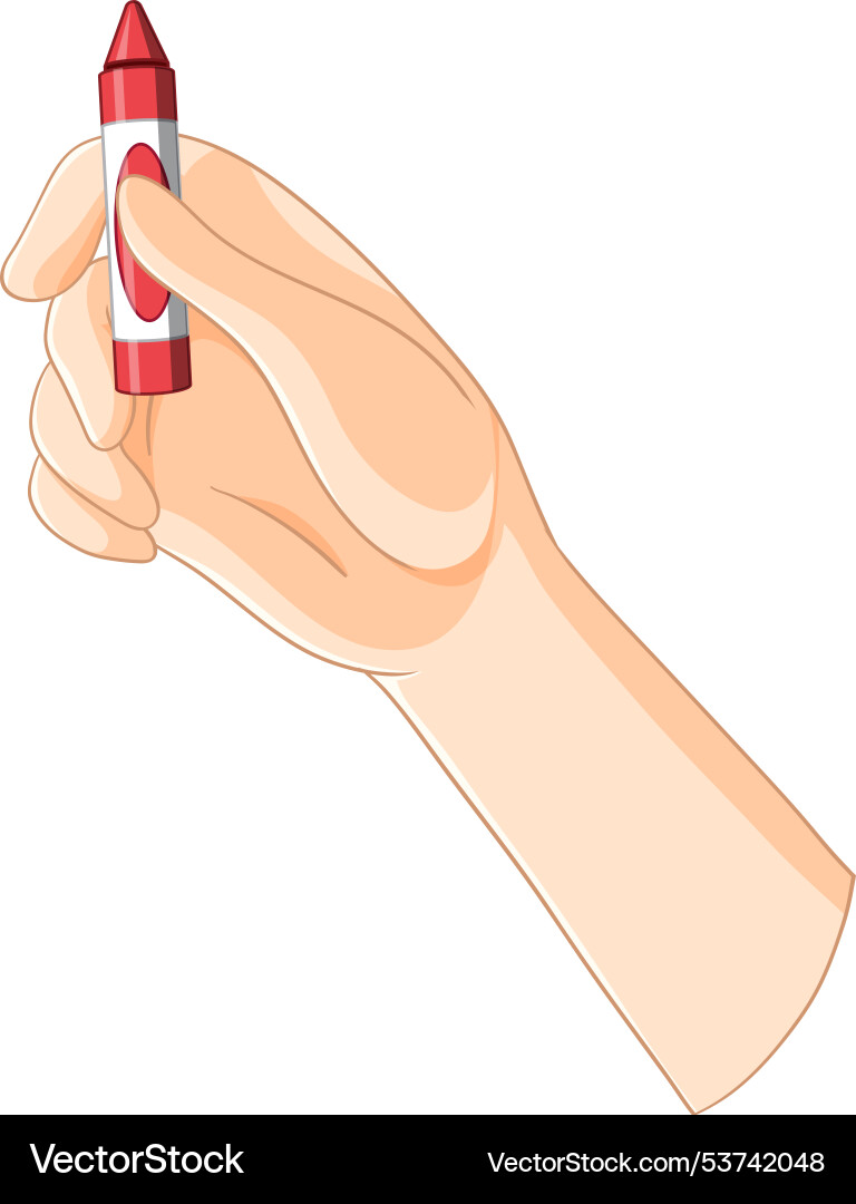 A hand holding red crayon Royalty Free Vector Image