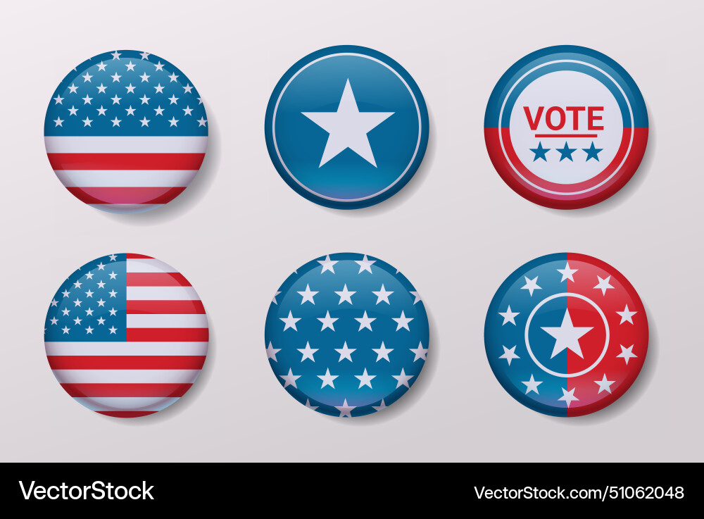 American united states flag in glossy round button