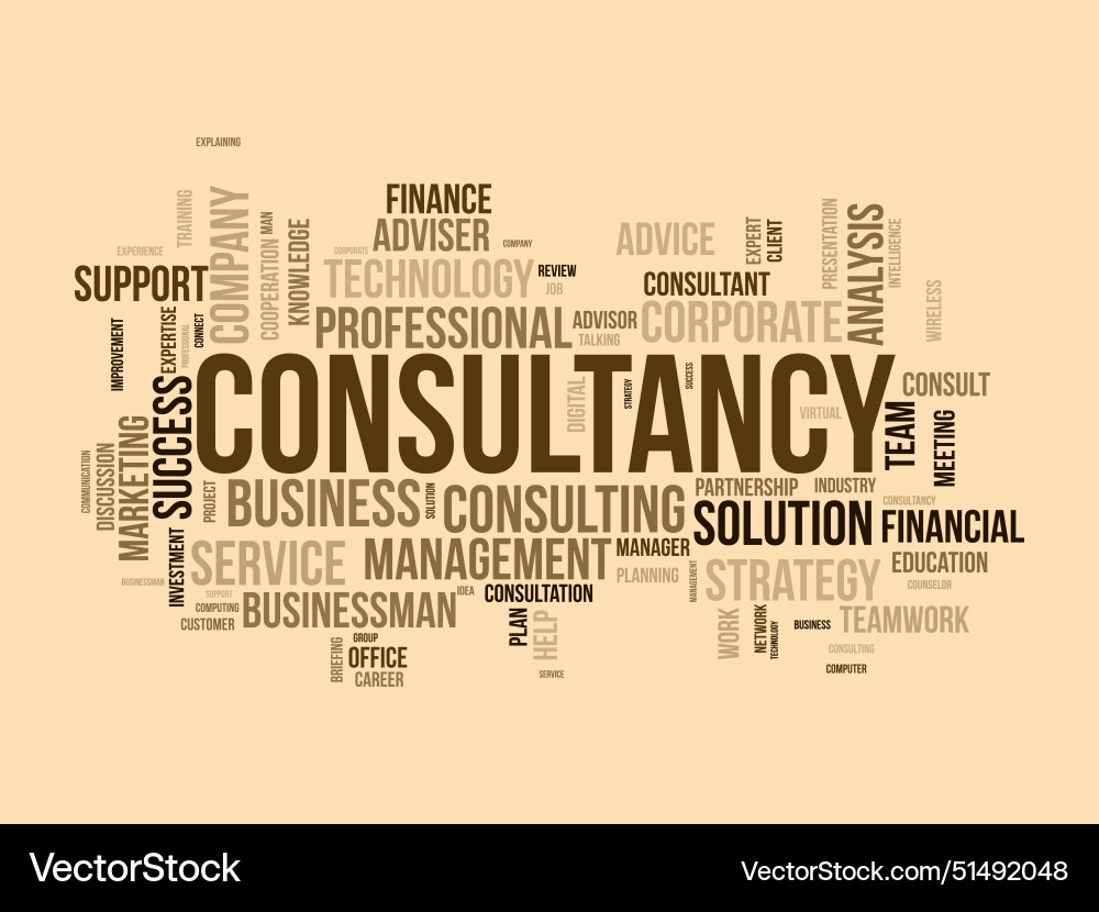 Consultancy word cloud template adviser Royalty Free Vector