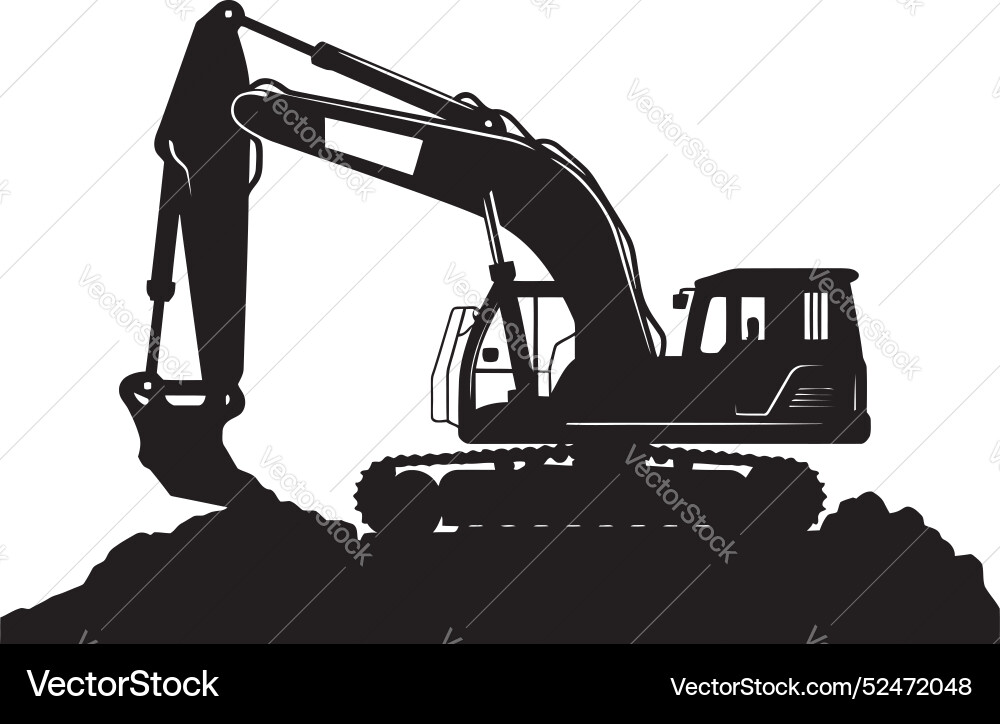 Heavy duty digger icon of excavator emblem Vector Image
