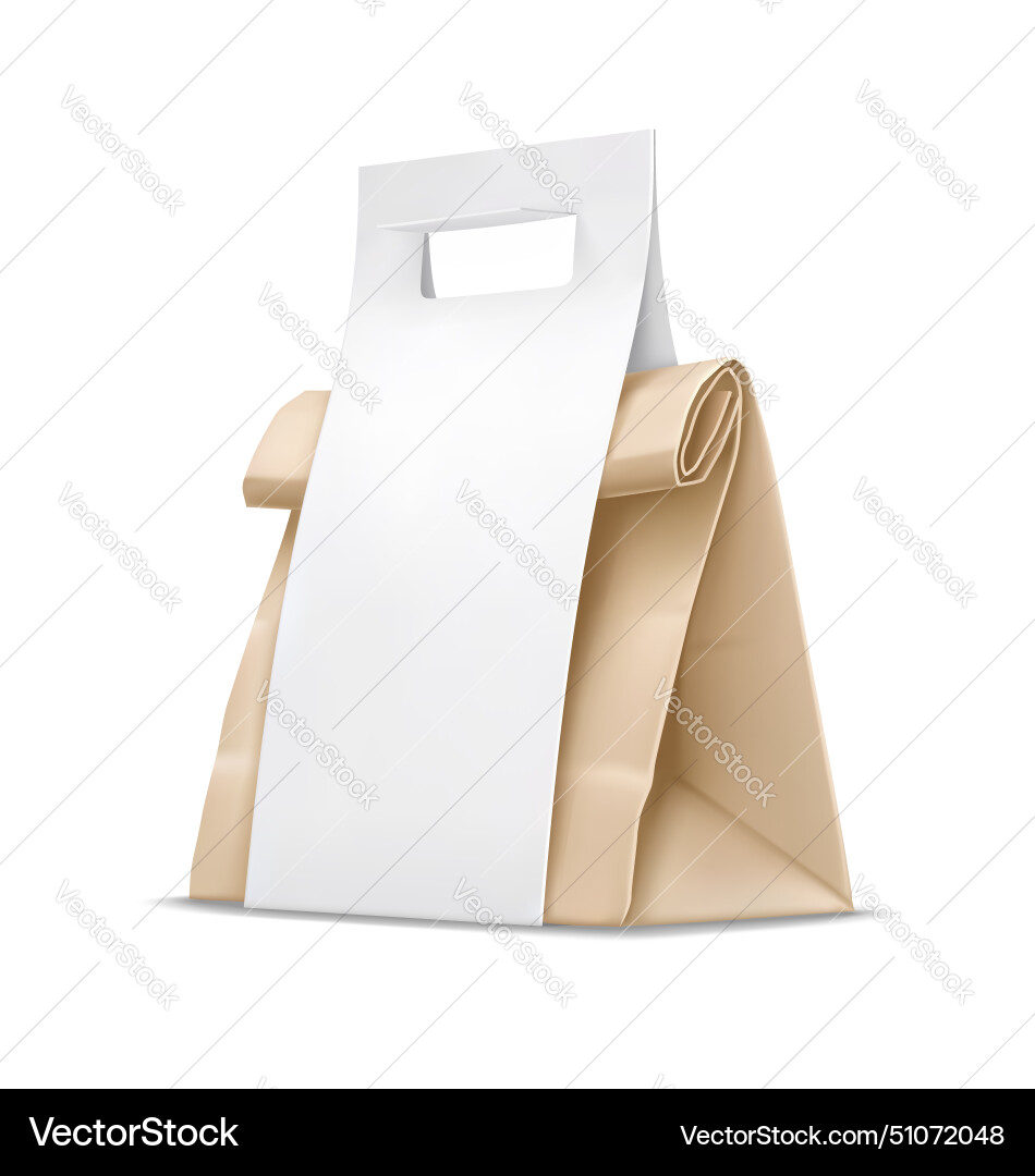 Kraft paper bag with handle for Royalty Free Vector Image
