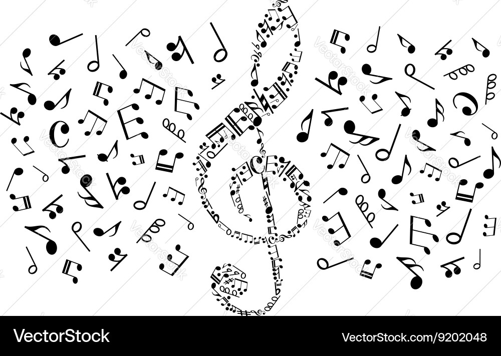 Musical Treble Clef with Notes Royalty Free Vector Image