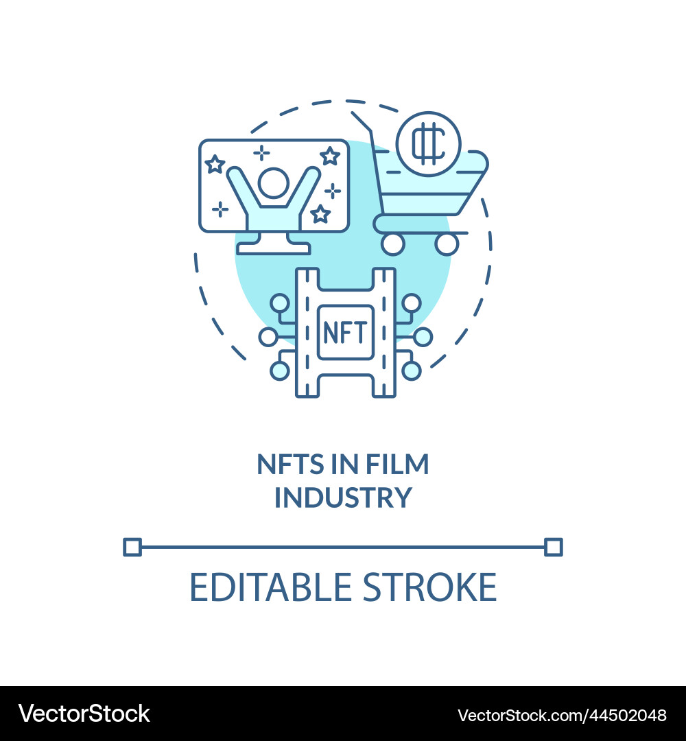 Nfts in film industry turquoise concept icon Vector Image