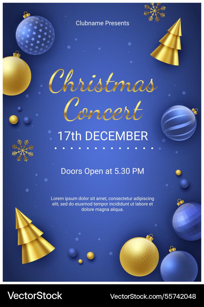 Realistic christmas concert poster template Vector Image