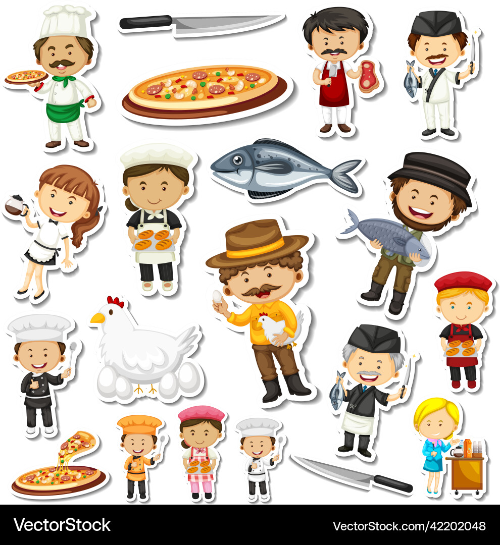Sticker set of different occupation Royalty Free Vector
